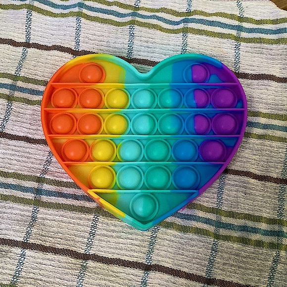 Toys | 2 Rainbow Fidgets Heart Pop It Circle Pop It | Poshmark
